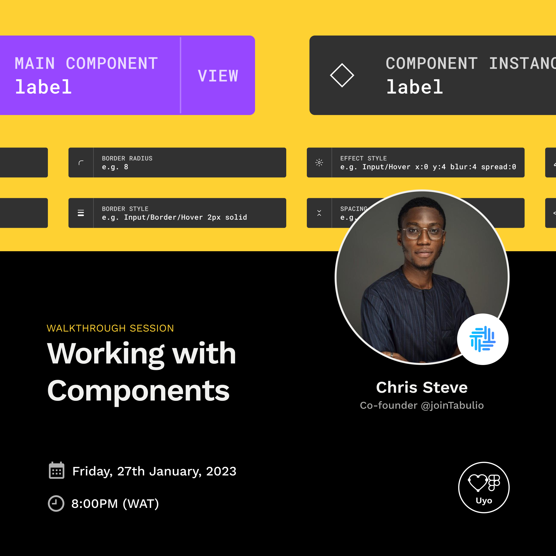 See Working with Components at Figma Uyo